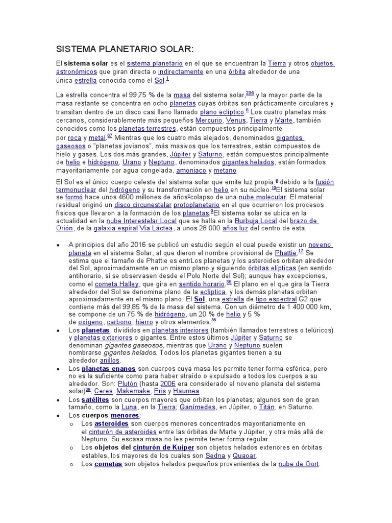 Sistema Planetario Solar | PDF | Sistema solar | Planetas