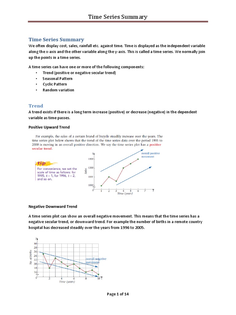 Time Series Summary Pdf Time Series Regression Analysis