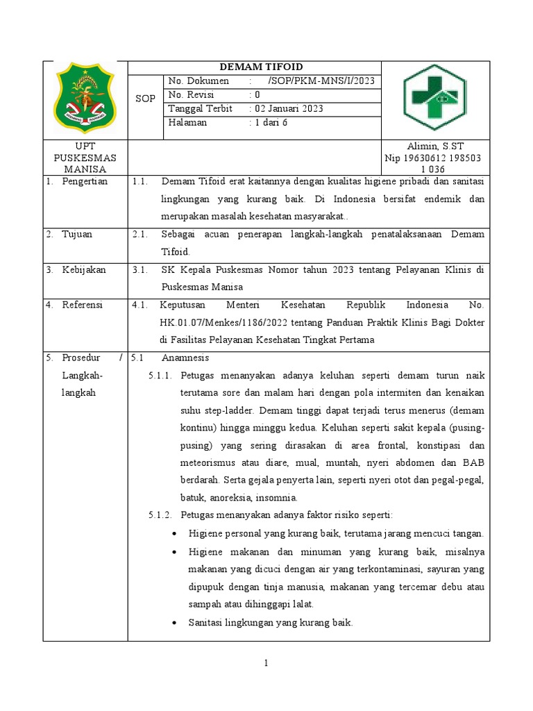 Sop Demam Tifoid | PDF
