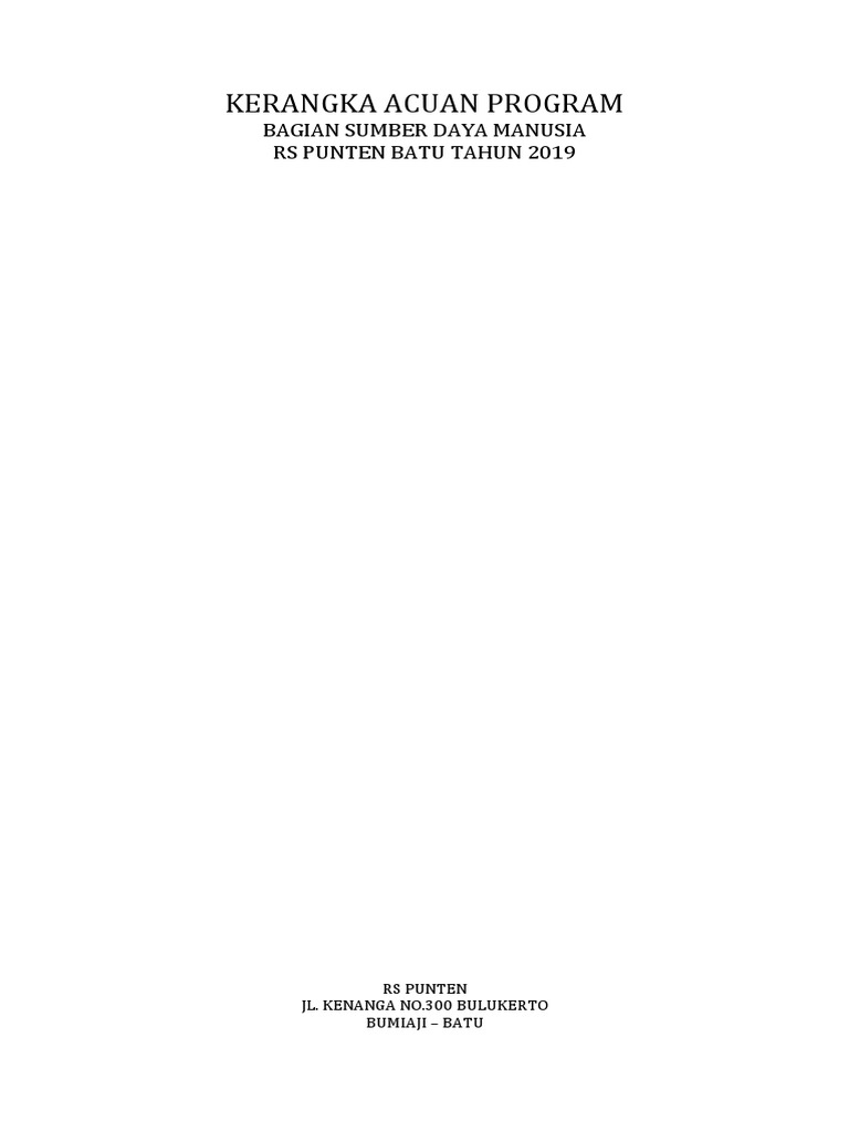 Kerangka Acuan Kerja Bidang SDM RS | PDF