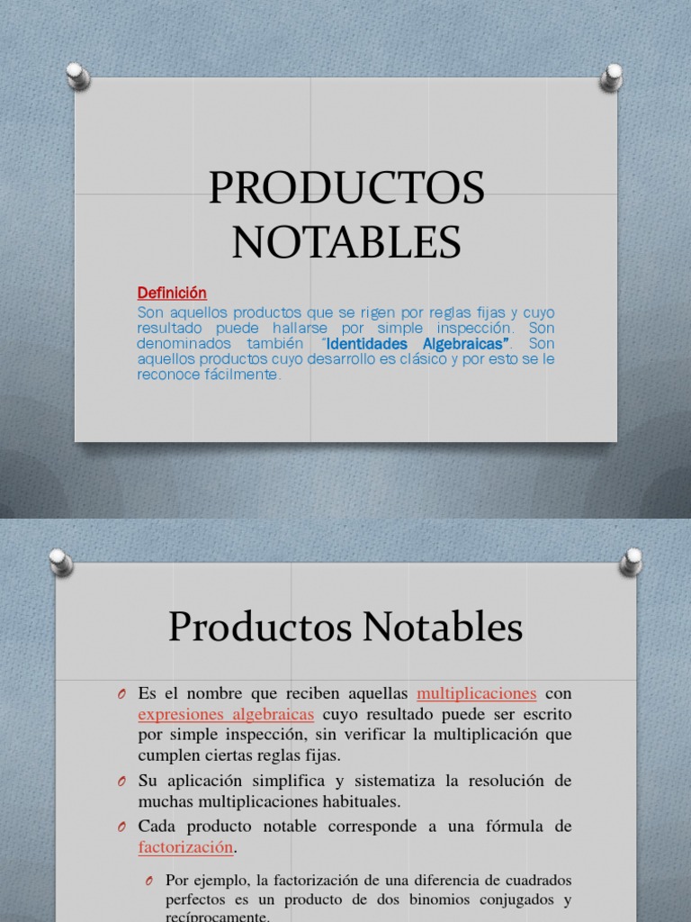 Productos Notables Algebraicos | PDF | Factorización | Multiplicación