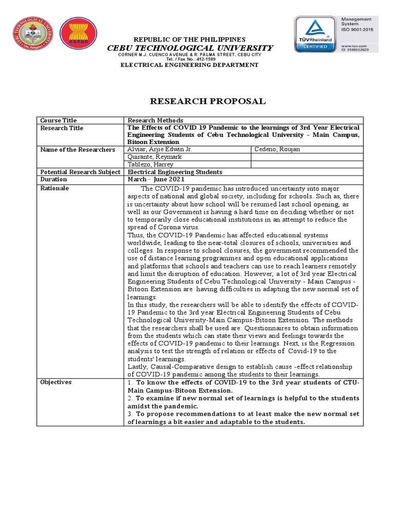 Research Proposal Sample Format | PDF