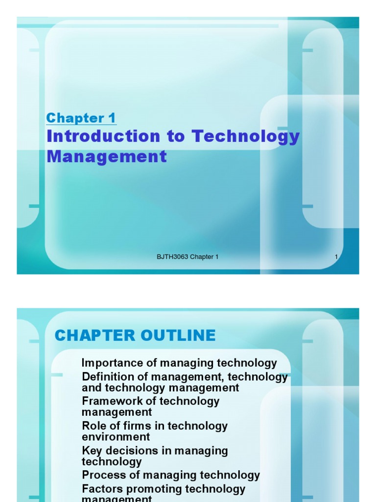 Introduction To Technology Management: BJTH3063 Chapter 1 1 | PDF ...