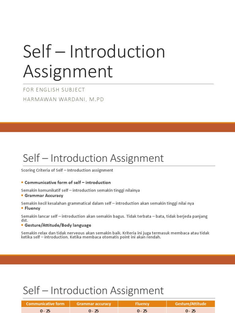 Self - Introduction Assignment | PDF