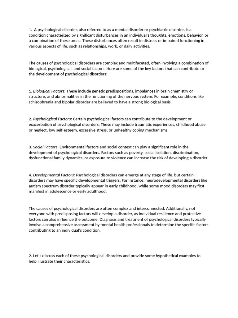 Assignment 1 | PDF | Mental Disorder | Psychotherapy