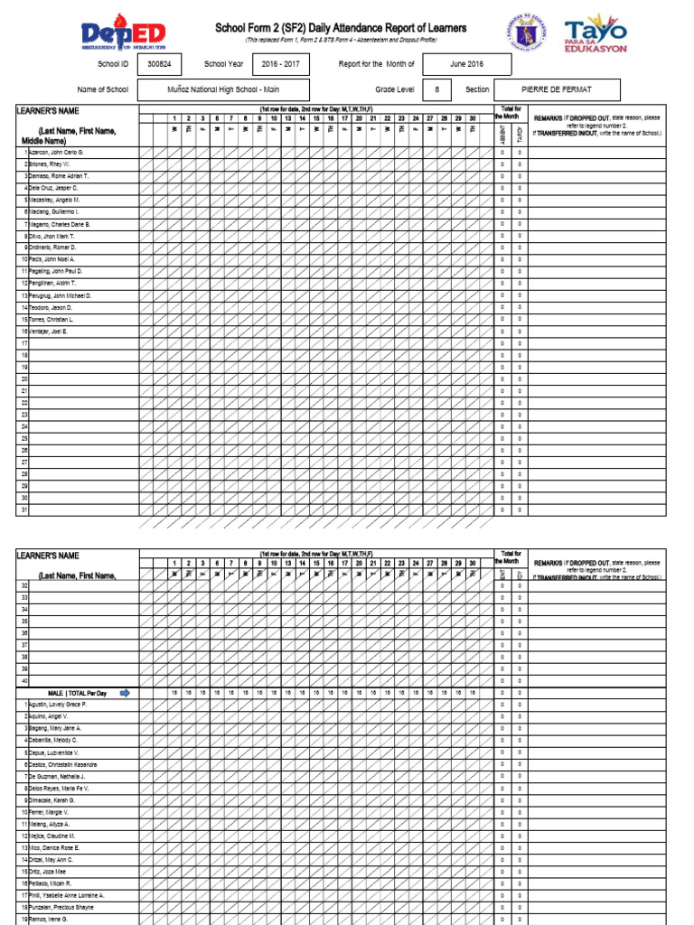 Automated School Form 2 - DepEd | PDF | Living Arrangements | Social ...