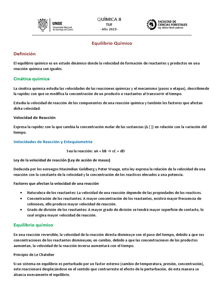 Guía 2 - Equilibrio Químico | PDF | Equilibrio químico | Velocidad de reacción