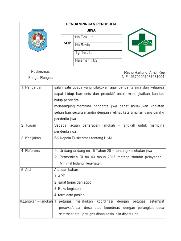 Sop Pendampingan Penderita Jiwa | PDF | Pengembangan Diri | Sains & Matematika