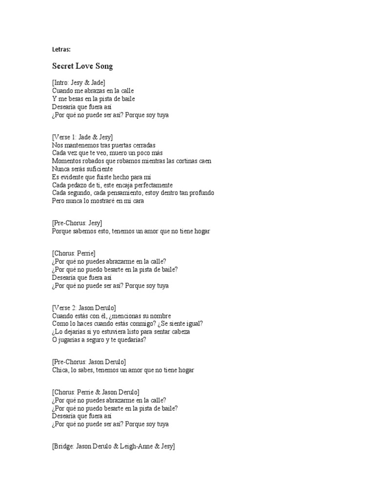 Letras (Canciones) | PDF | Amor