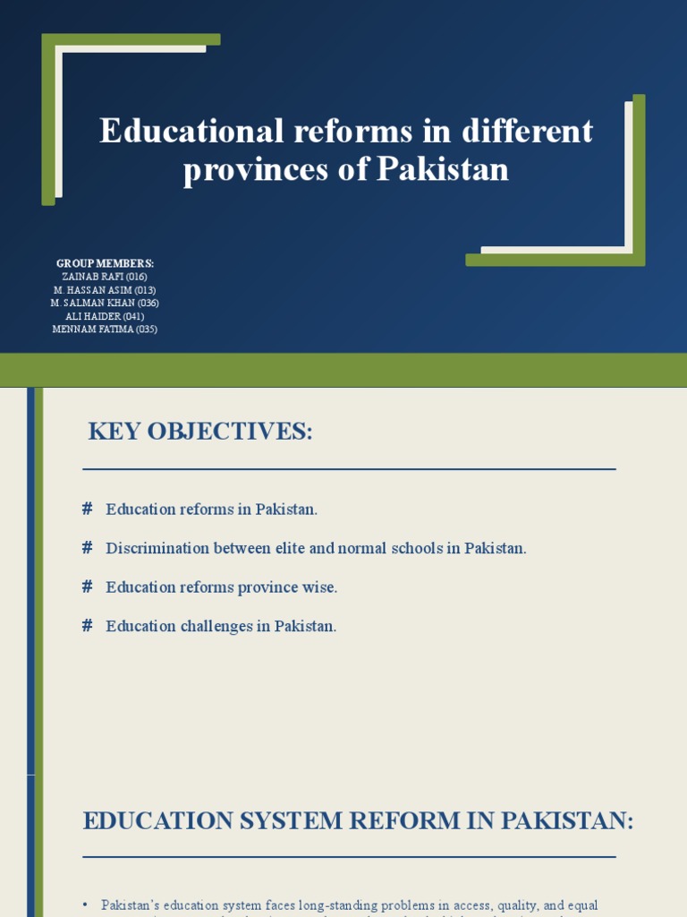 Educational Reforms in Different Provinces of Pakistan | PDF | Pakistan ...