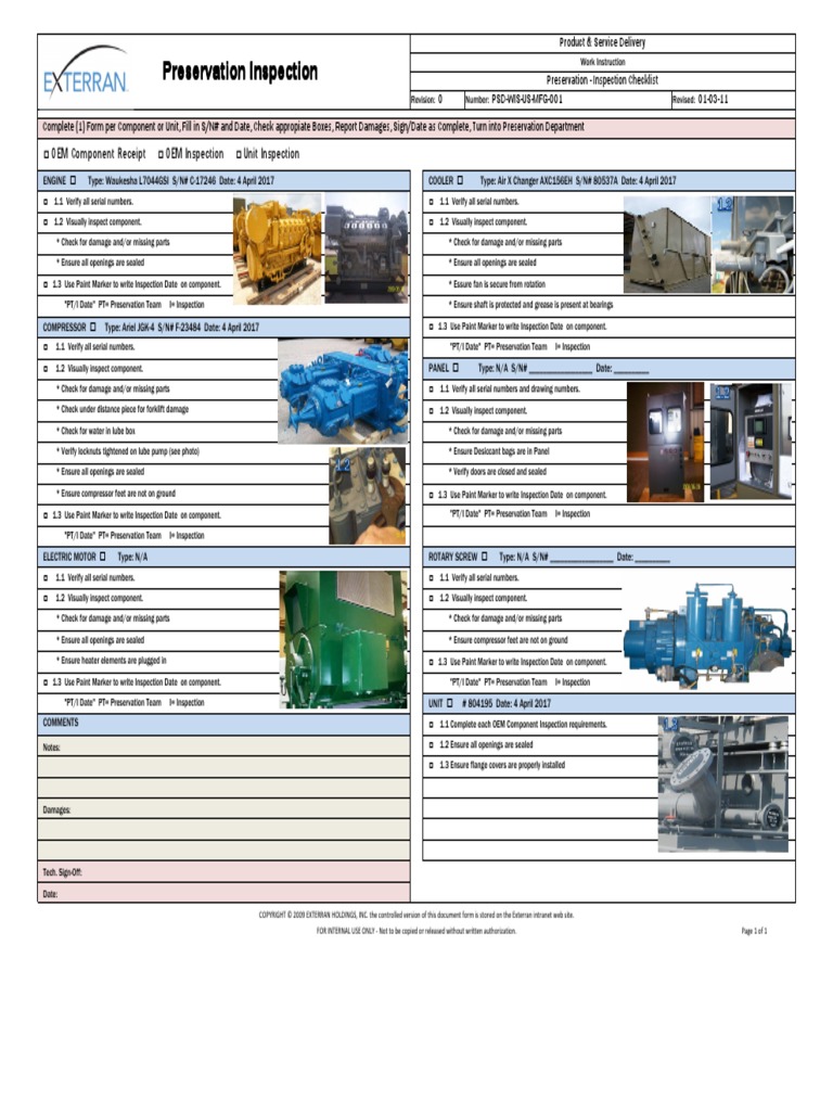 Preservation Inspection Checklist-804195 | PDF | Machines | Mechanical ...