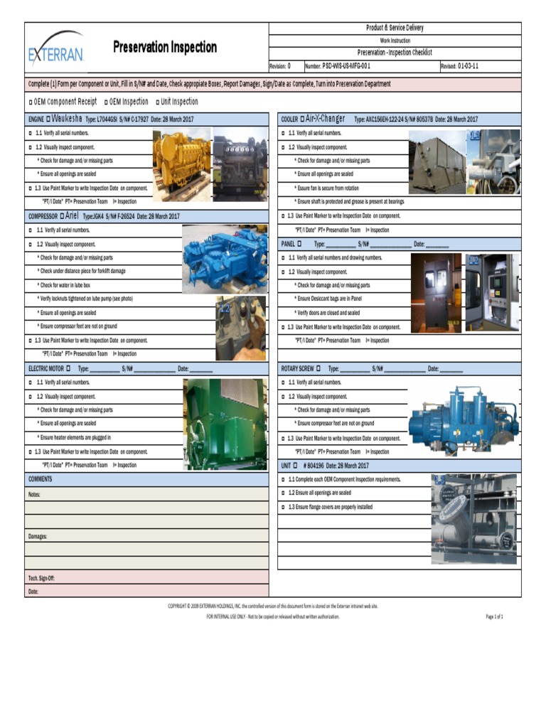 Preservation Inspection Checklist-804196 | PDF | Mechanical Engineering ...