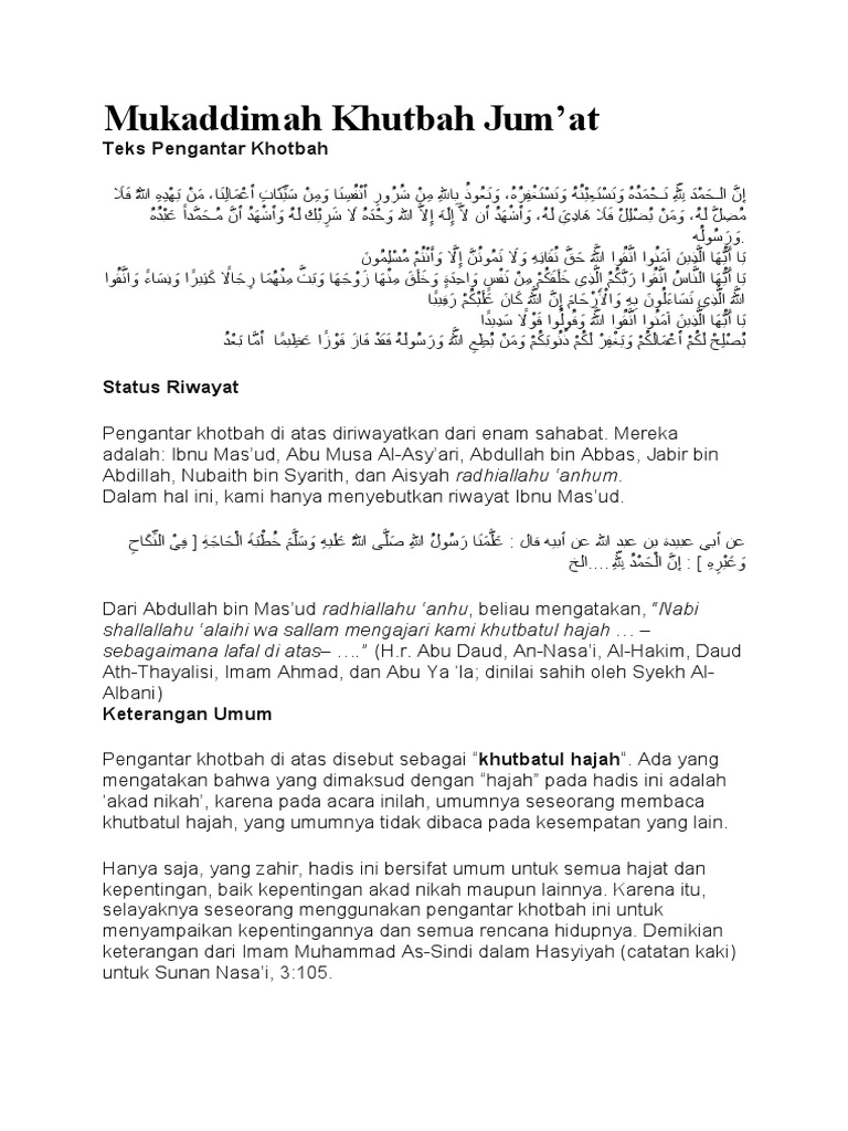 Mukaddimah Khutbah Jum | PDF