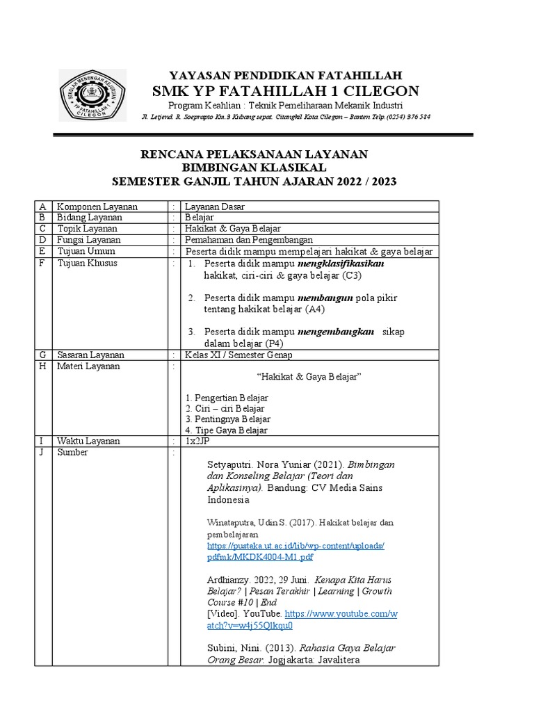 RPL Bimbingan Konseling Materi Hakikat Belajar | PDF | Bisnis