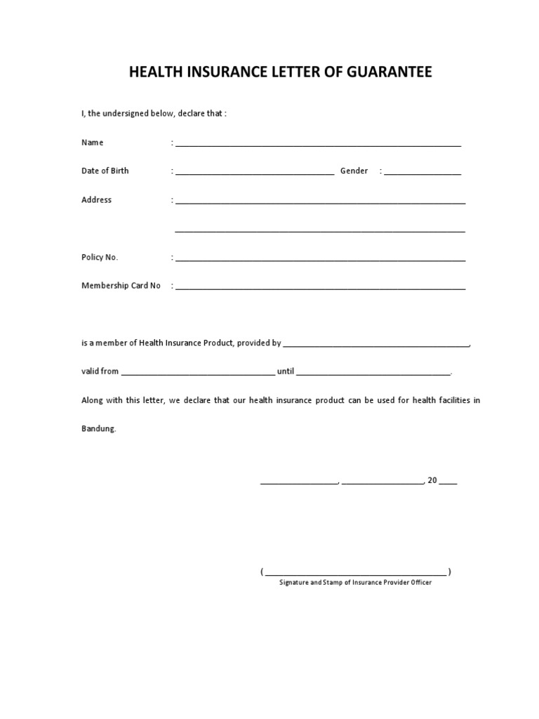Health Insurance Guarantee Letter | PDF
