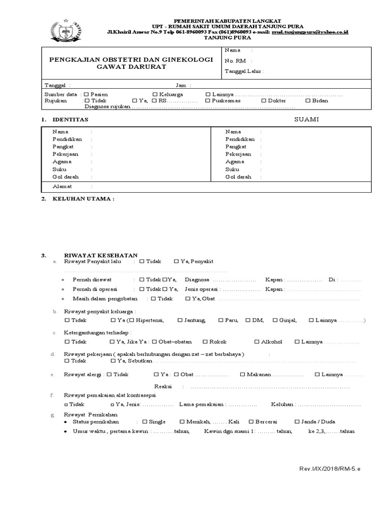 UGD - RM-4 Pengkajian OBGIN (Gawat Darurat) | PDF