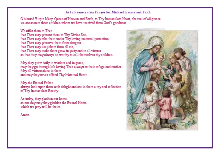 Act of Consecration Prayer For Our Children | PDF