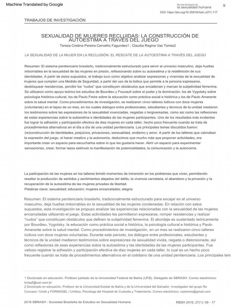 Sexualidad Reclusas 1 Pdf La Sexualidad Humana Prisión