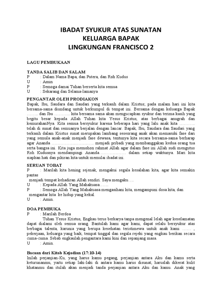 Ibadat Syukur Atas Sunatan | PDF