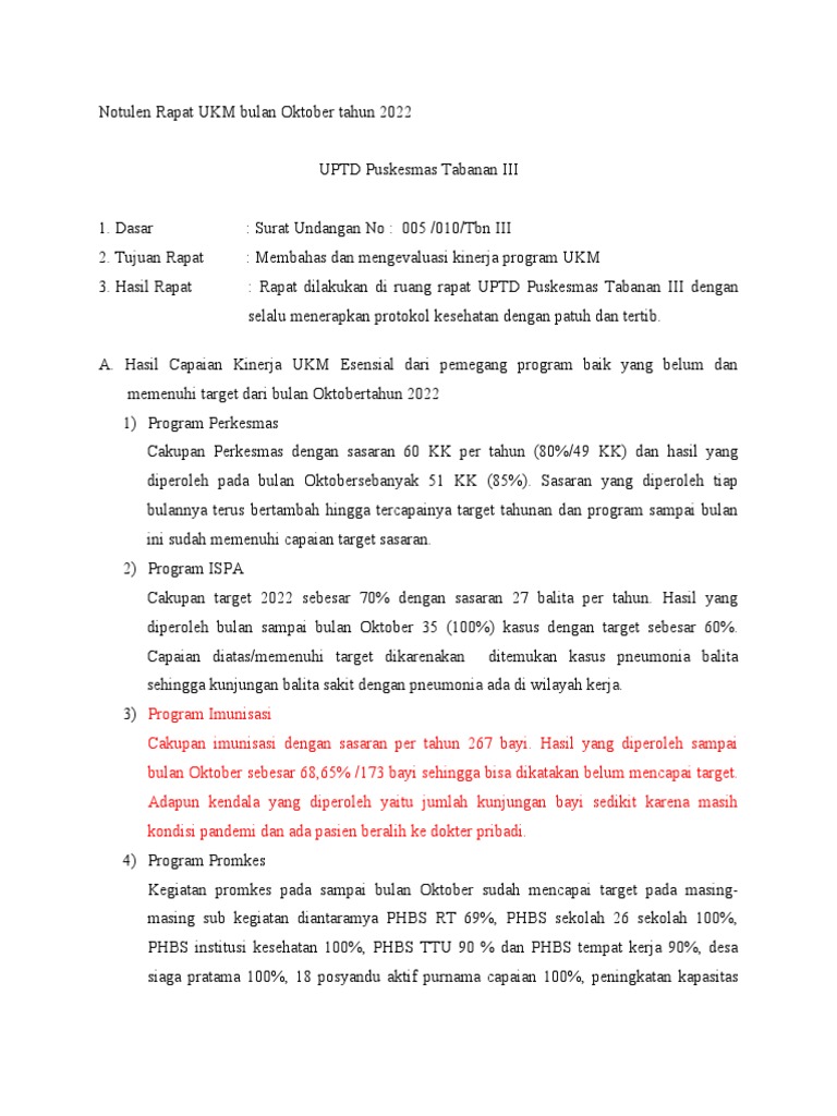 Notulen Rapat UKM Oktober 2022 | PDF | Bisnis | Ilmu Sosial