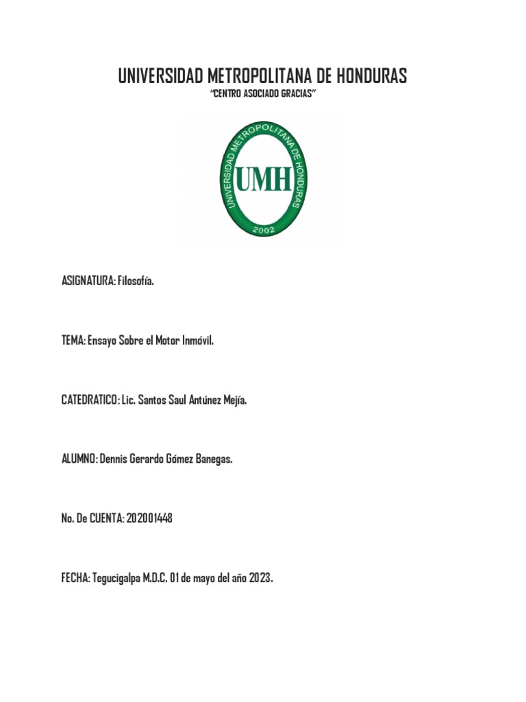 Ensayo Motor Inmovil | PDF | Aristóteles | Teorías filosóficas