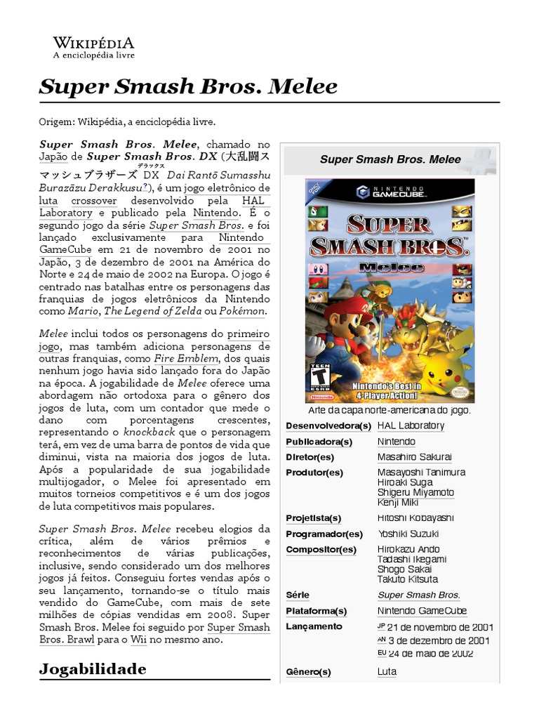Super Smash Bros. Melee | PDF | Jogos | Nintendo