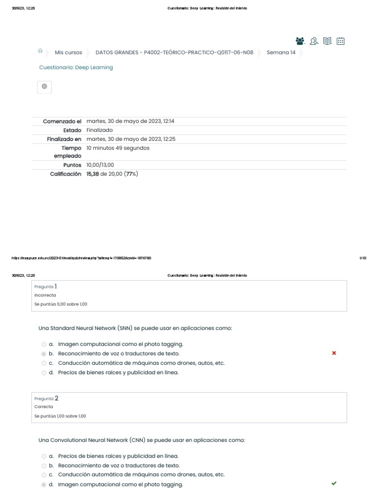 Cuestionario - Deep Learning - Revisión Del Intento | PDF | Aprendizaje profundo | Red neuronal ...