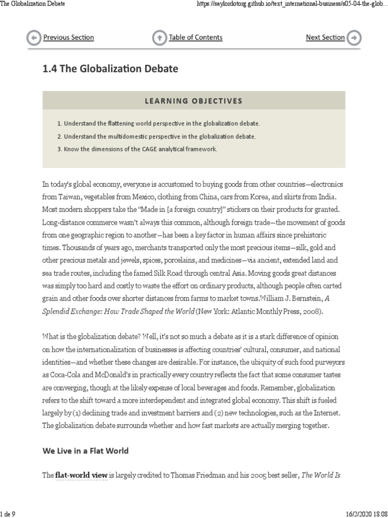 The Globalization Debate | PDF | Globalization | Trade