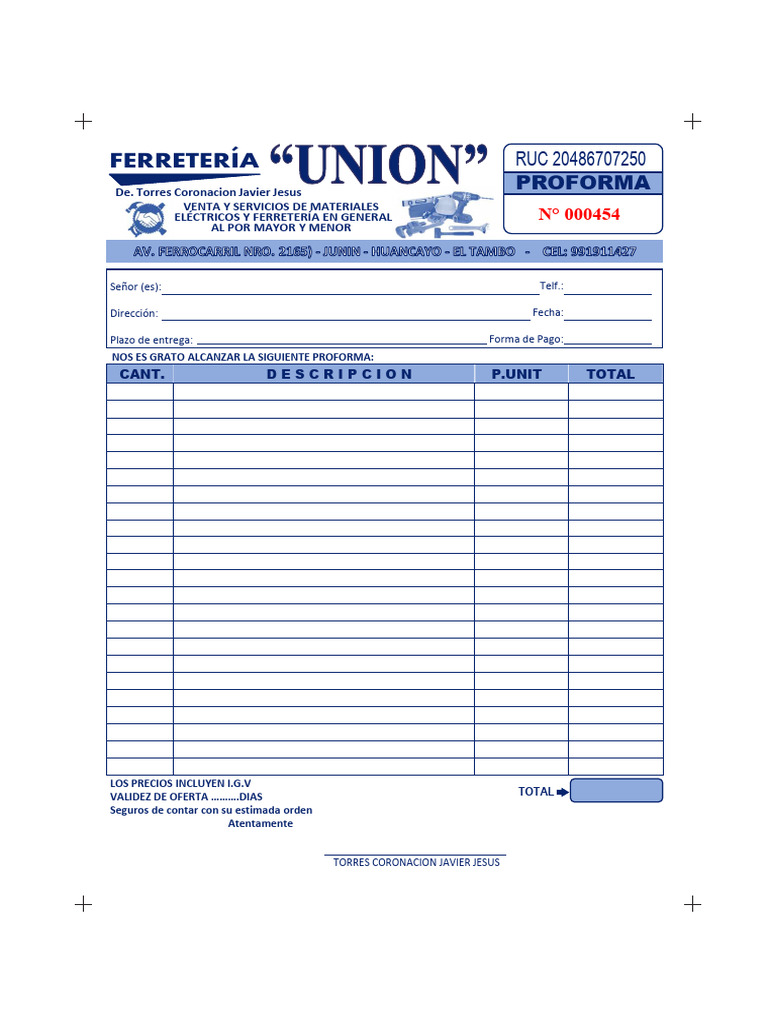 1.4. Boleta Ferretería Unión - Último | PDF