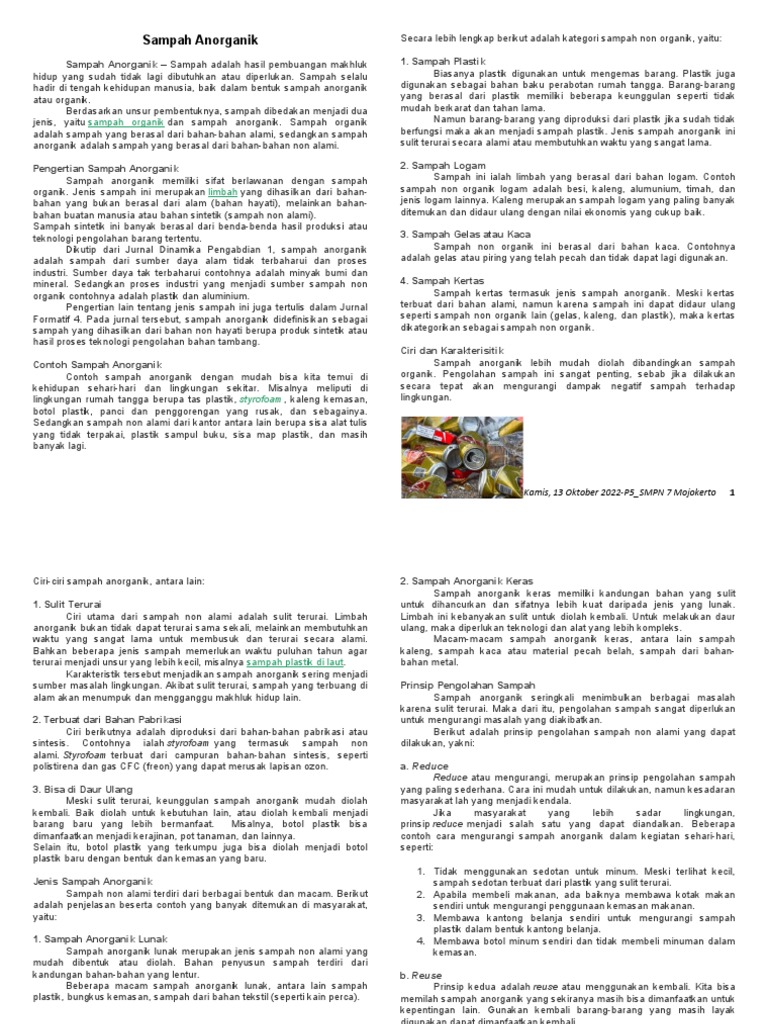 Artikel 2 - Sampah Anorganik | PDF
