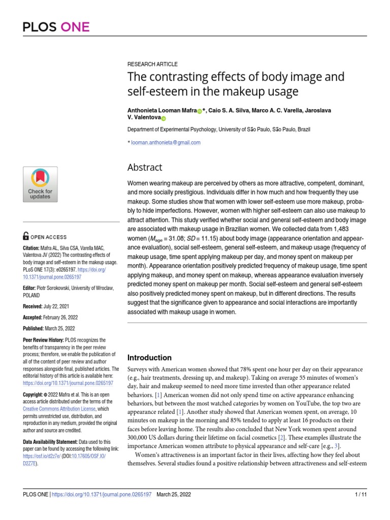 The Contrasting Effects of Body Image and Self-Est | PDF | Self Esteem ...