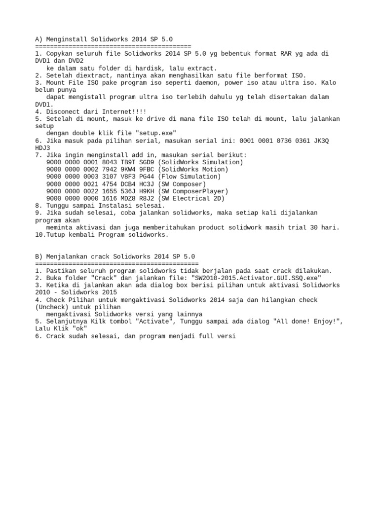 Cara Install Solidworks 2014SP5 0 | PDF