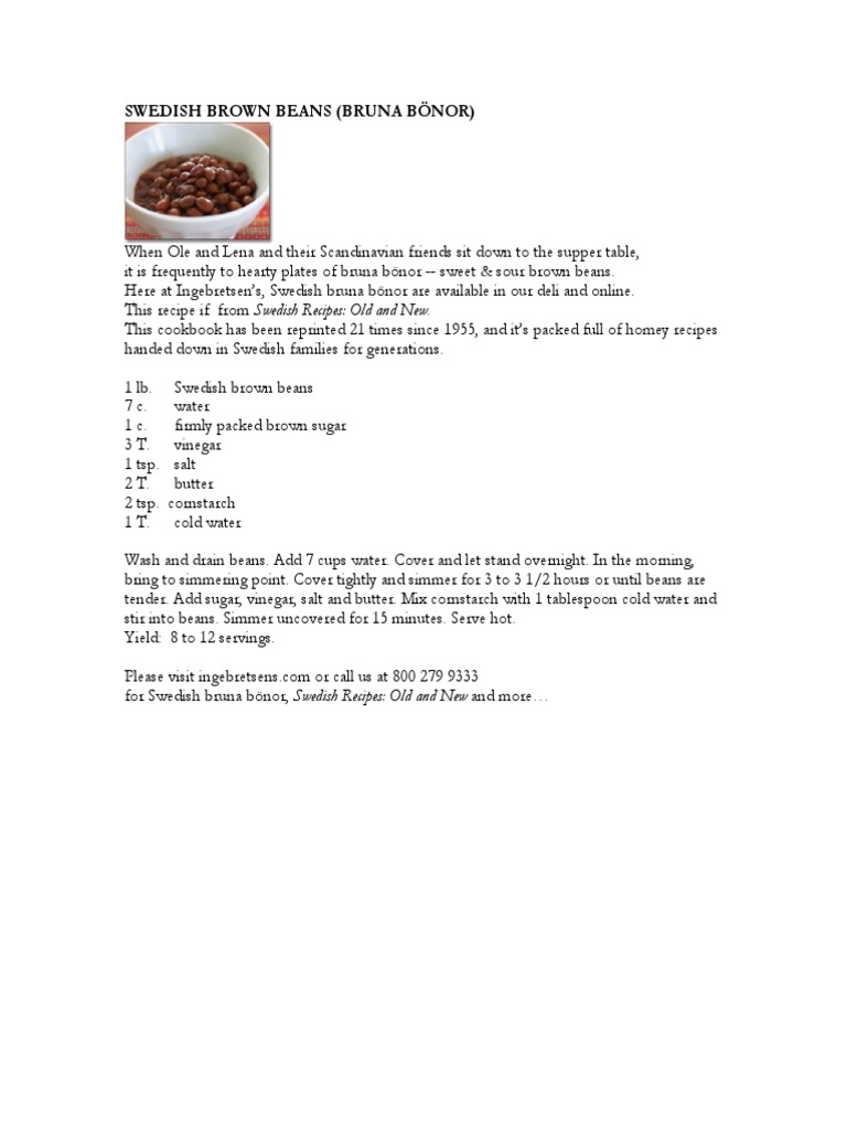 Swedish Brown Beans Recipe 2 | PDF