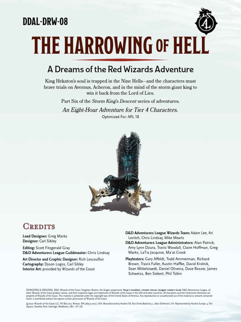 DDAL-DRW08 The Harrowing of Hell | PDF | Wizards Of The Coast | Forgotten Realms