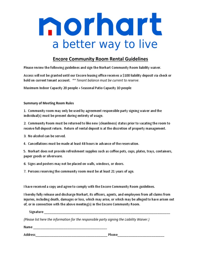 Encore Community Room Agreement | PDF