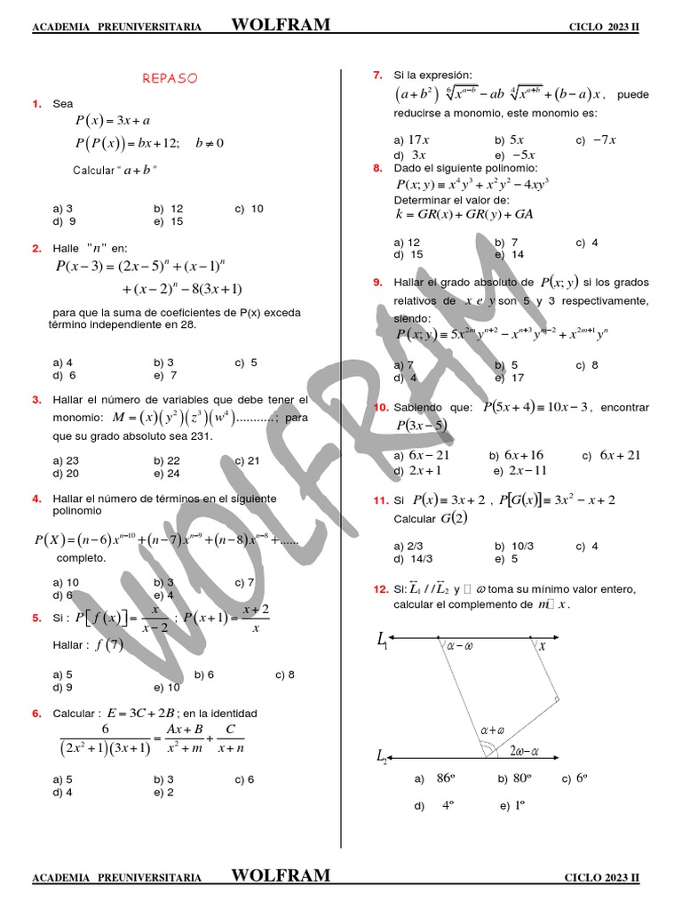 Repaso 02 de Junio 2023 | PDF | Análisis numérico | Relaciones matematicas