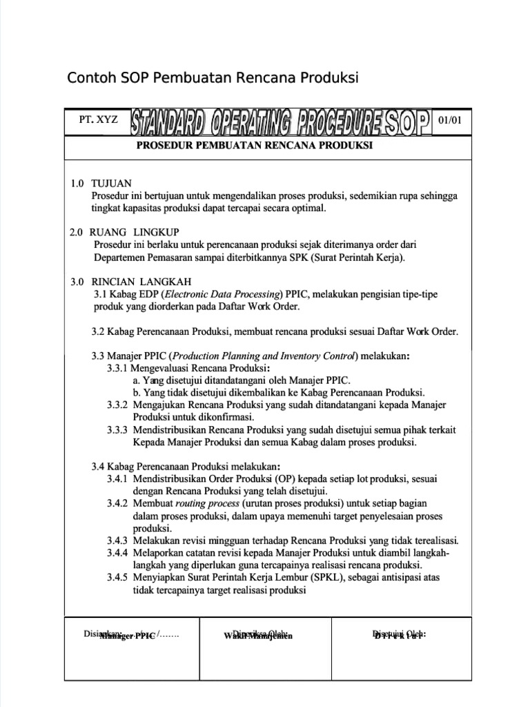PDF Contoh Sop Pembuatan Rencana Produksi Compress | PDF