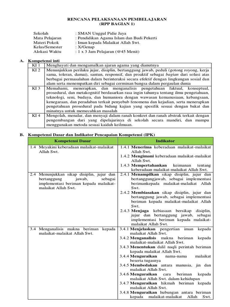 CONTOH RPP Yg Baik | PDF