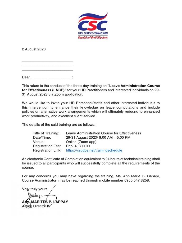 Letter of Invitation LACE | PDF