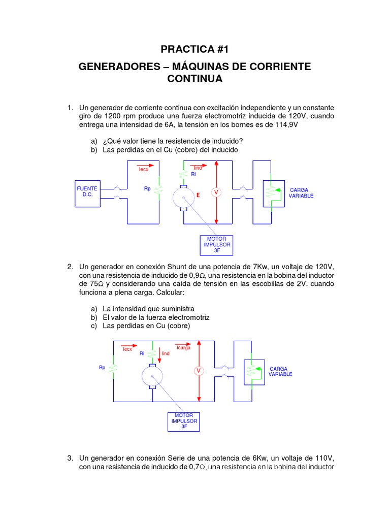 Practica 1 - Generadores C.C. | PDF | Generador eléctrico | Inductor