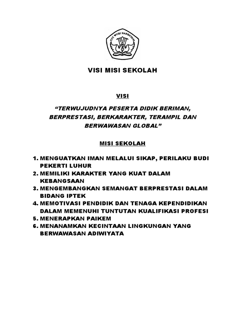 Visi Misi Sekolah | PDF | Karier & Perkembangan | Ilmu Sosial