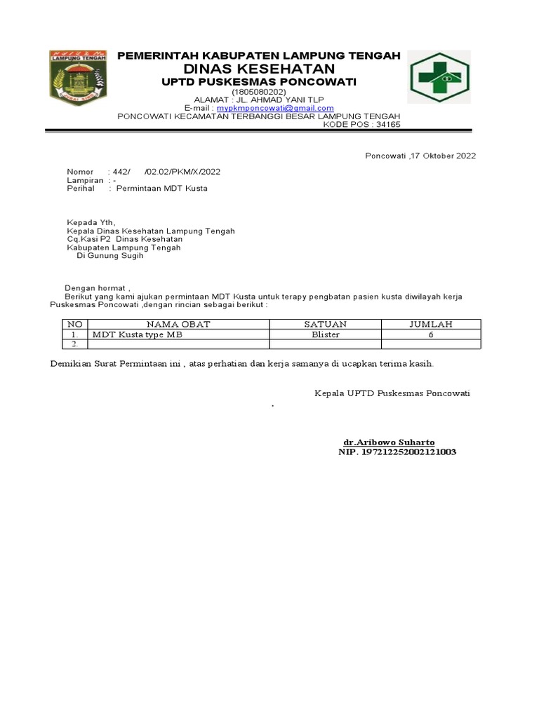 Permintaan Obat Kusta | PDF