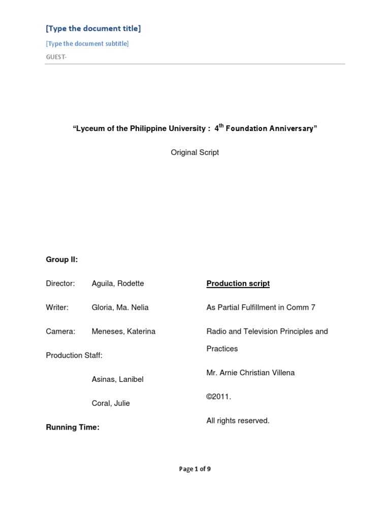 Script AVP For RTV | PDF | Leisure