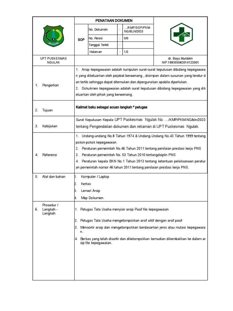 Contoh Format Penulisan Sop | PDF
