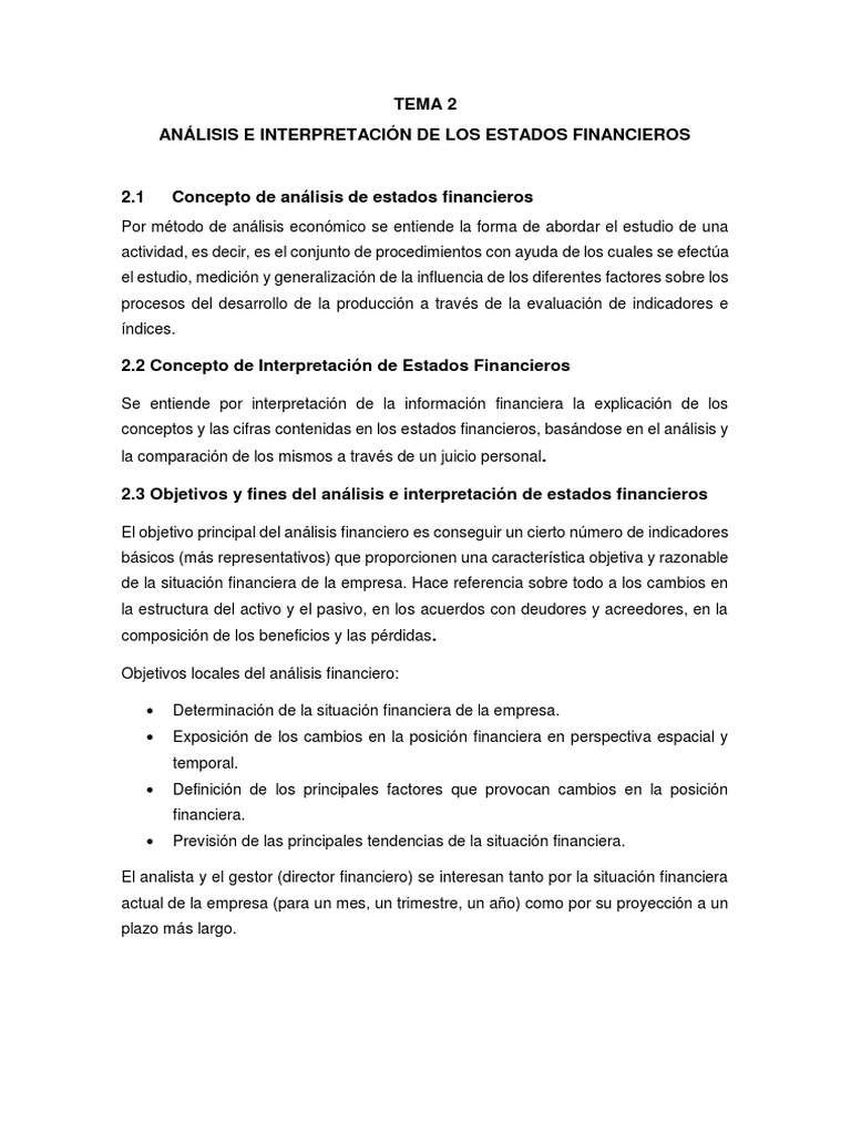 ANALISIS E INTERPRETACION DE LOS ESTADOS FINANCIEROS | PDF | Contabilidad | Estado financiero