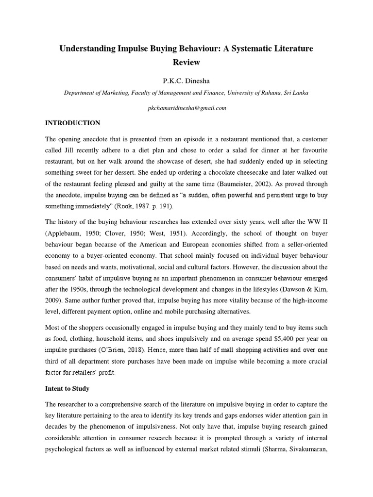 Understanding Impulse Buying Behaviour | PDF | Consumer Behaviour | Behavior