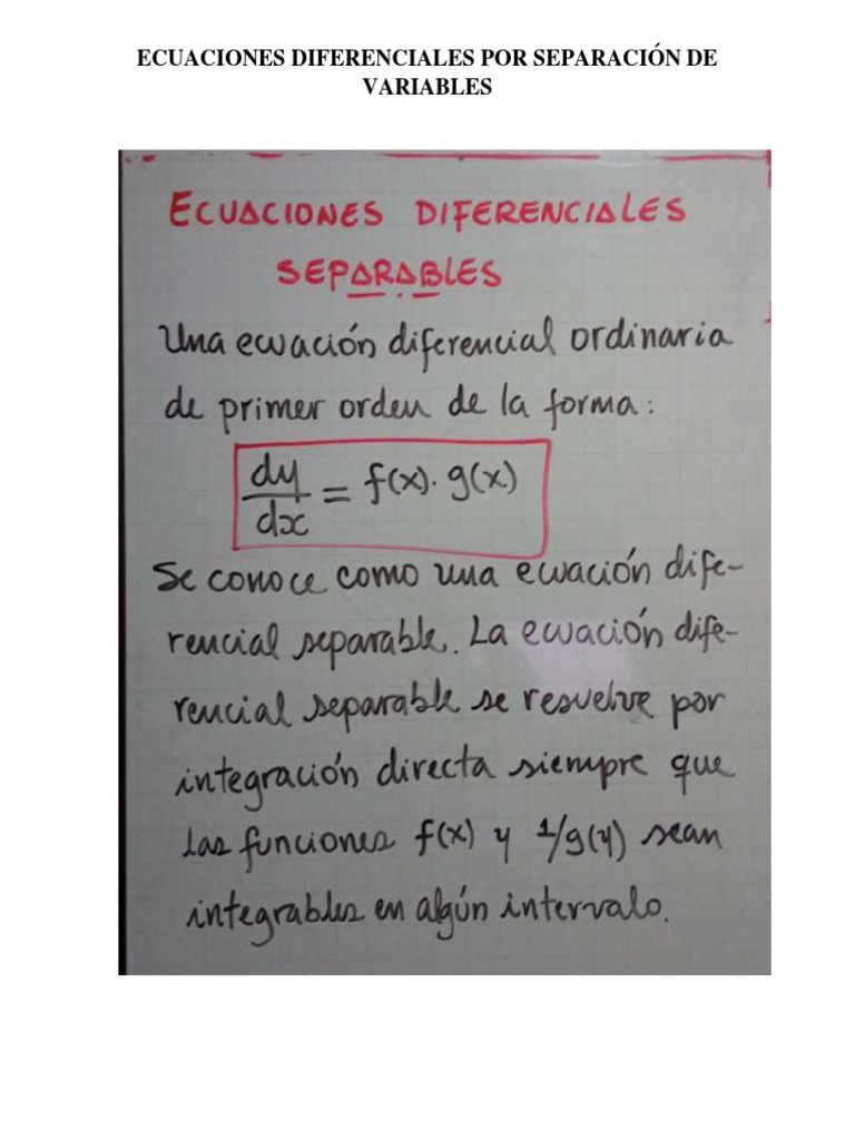 Ecuaciones Diferenciales Por Separación de Variables | PDF