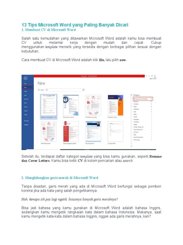 13 Tips Berguna Microsoft Word | PDF