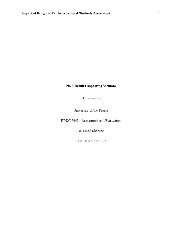 EDUC 5440 - Unit 6 - Writing Assignment-2 | PDF | Programme For International Student Assessment ...
