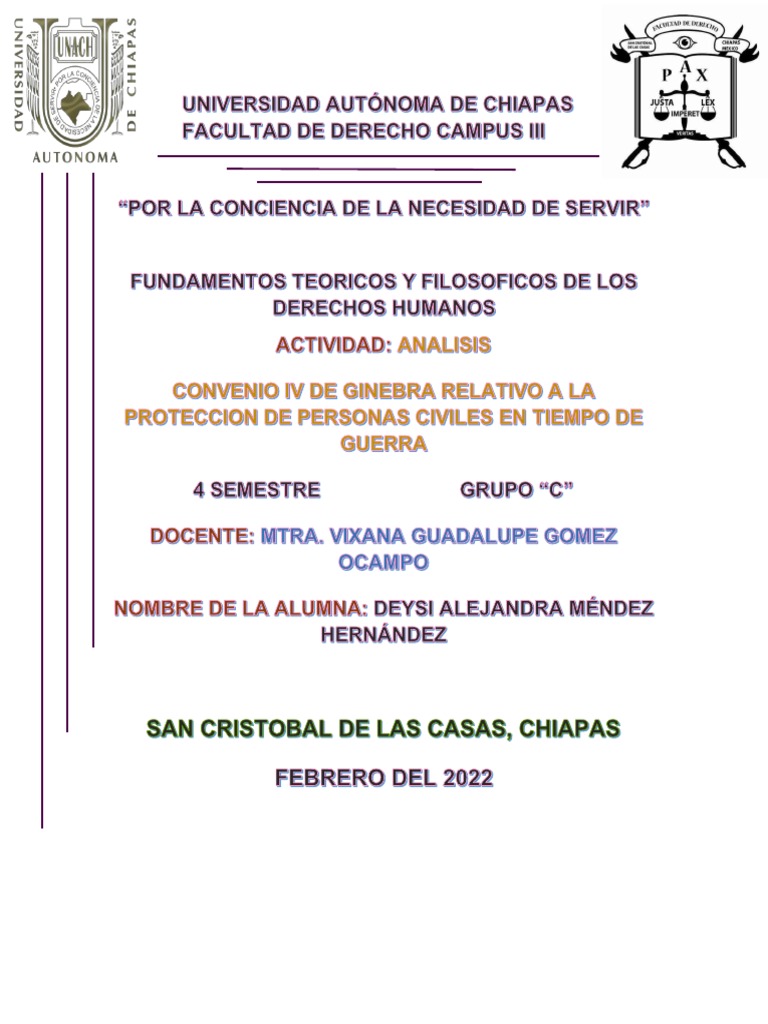 Convenio Iv de Ginebra Relativo A La Proteccion de Personas Civiles en ...